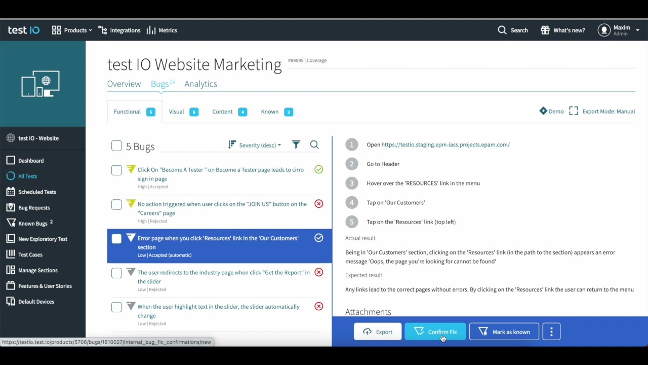 Bug Fix Confirmation Tutorial