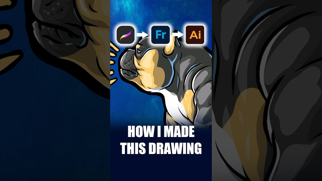 Drawing and exotic bully logo using vectors #tutorial #adobefresco #americanbully #logo
