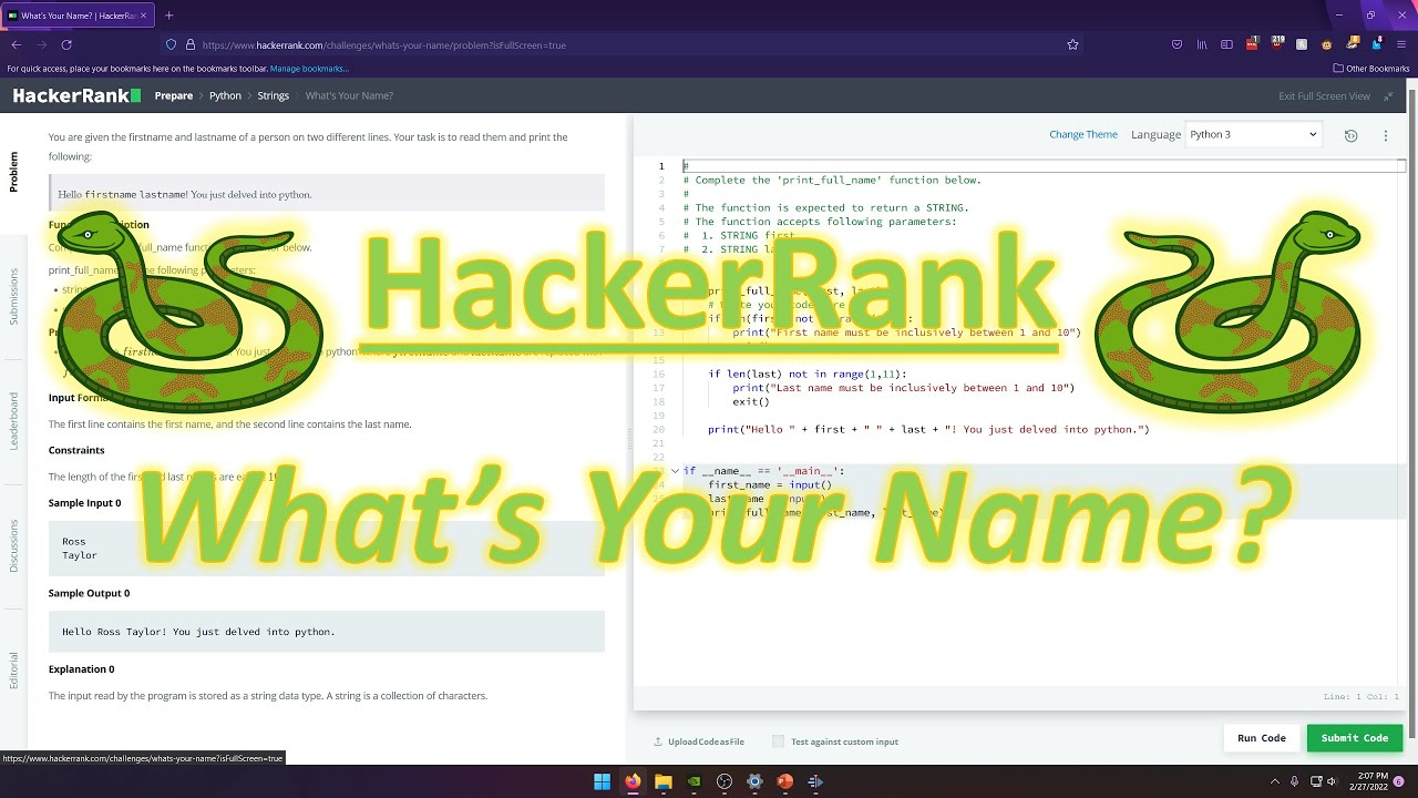 HackerRank (Python): What's Your Name?