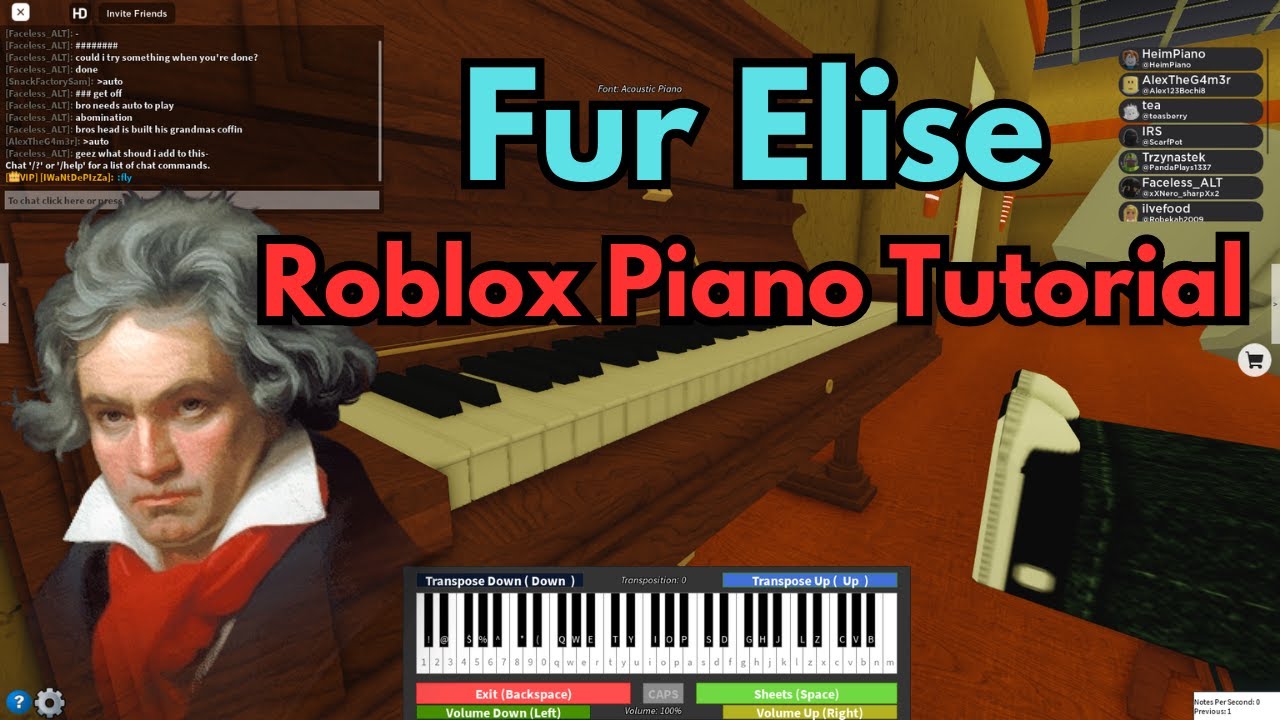 Fur Elise (Easy Roblox Piano Tutorial) | SHEETS IN DESCRIPTION!
