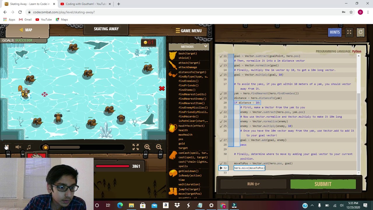 Skating away solutions in codecombat python