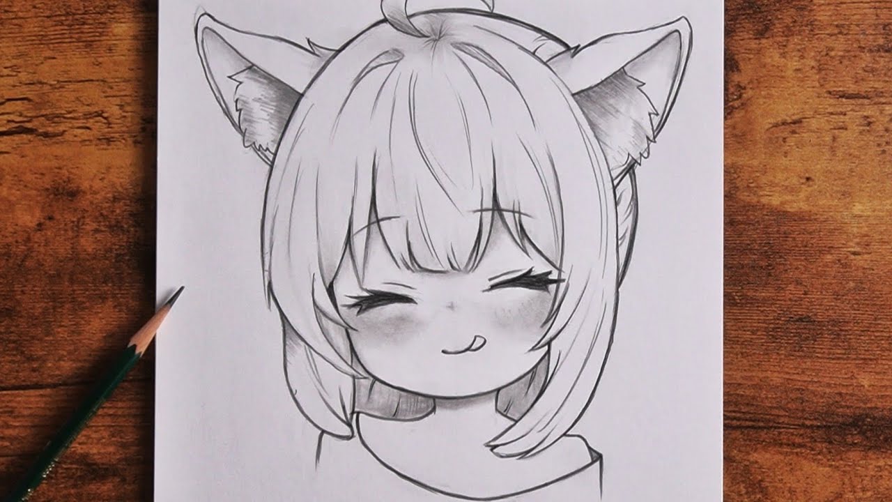 How to Draw Anime | Easy Anime Cat Girl Drawing step by step