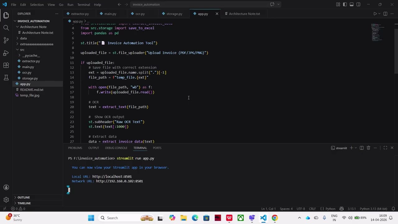 AI Powered Invoice Automation System using OCR & Streamlit | End-to-End Project Demo + Code