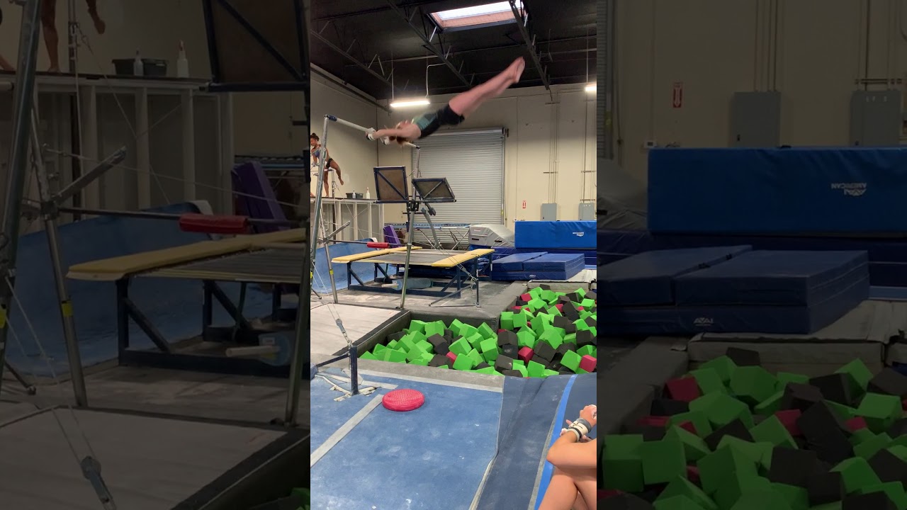 *New Bar Dismount Drill* Tap Swing Double Layout