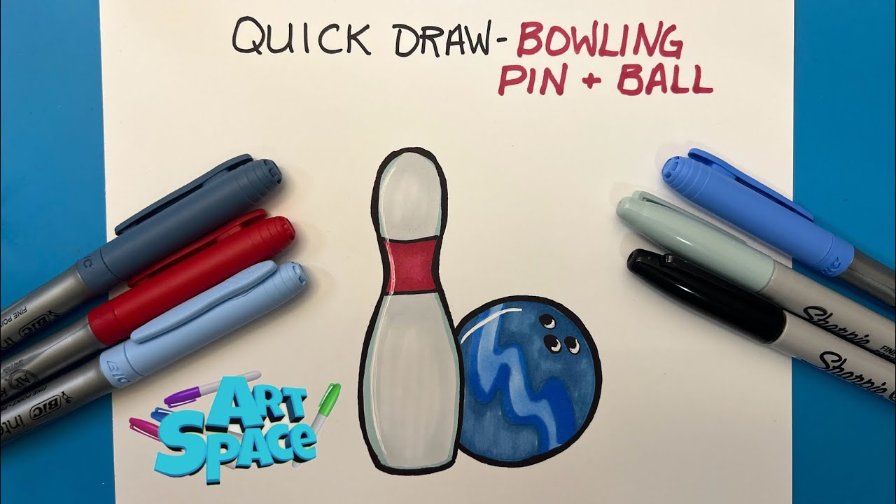 Quick Draws for Kids - How to Draw a BOWLING BALL & PIN (Easy)