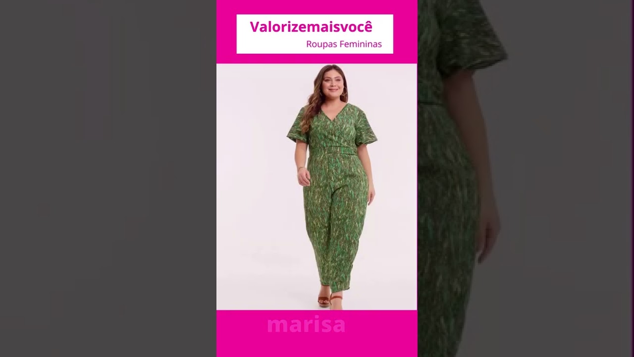 Macacão Plus Size Feminino Transpassado Estampado#shorts