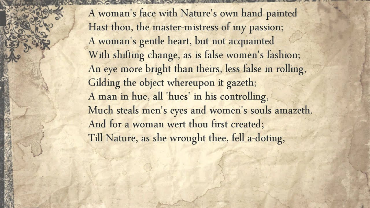 Sonnet 20: A woman's face with Nature's own hand painted