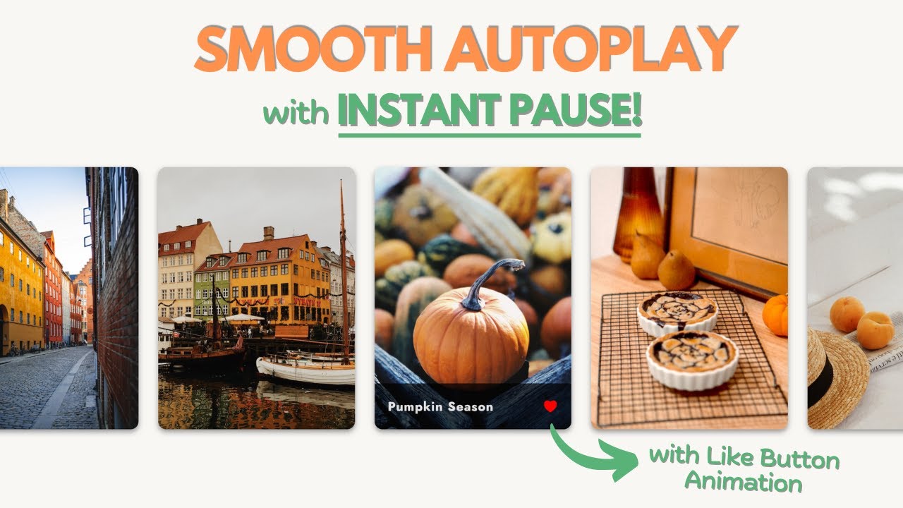 Smooth Autoplay Slider | Instant Pause on Hover |  HTML CSS Swiper JS #swiperjs
