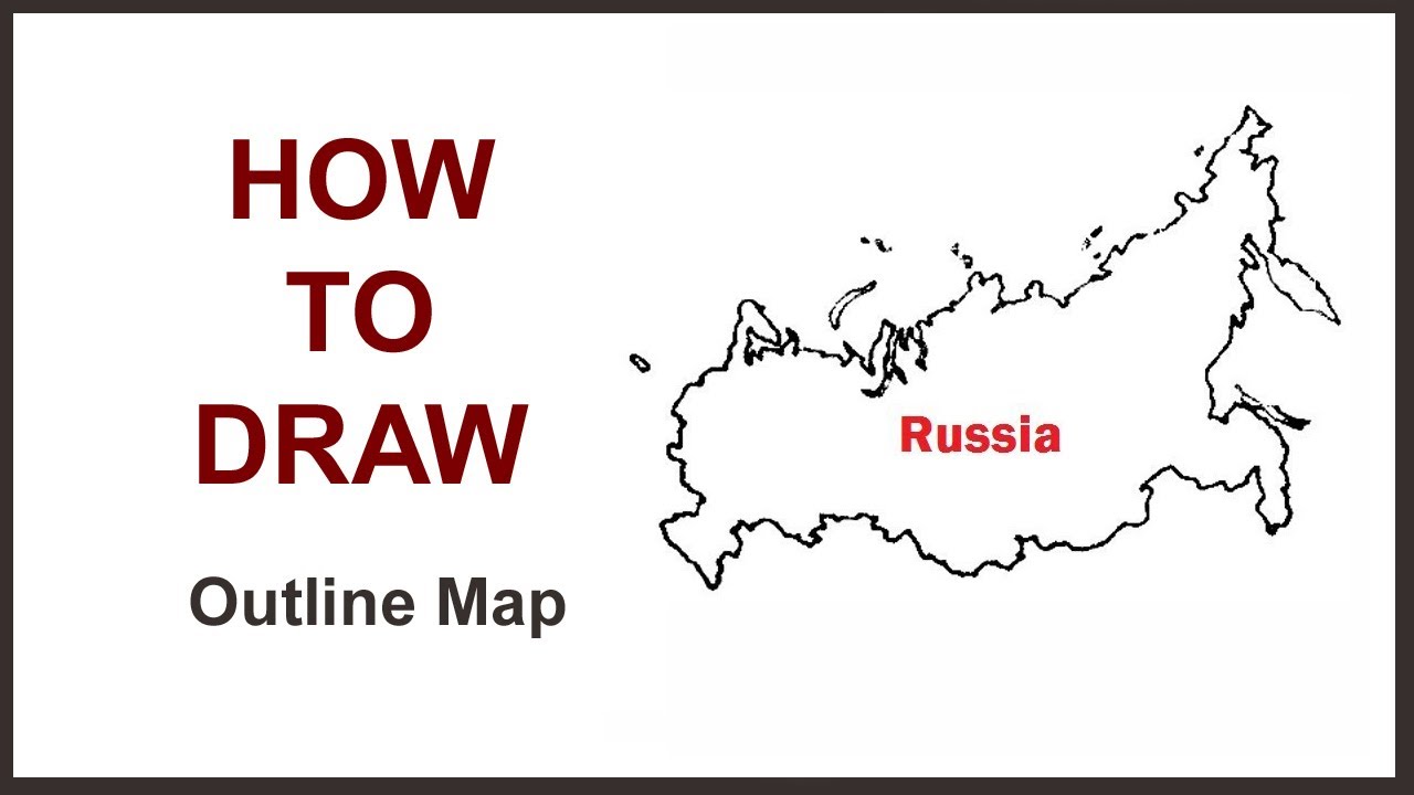Russia: Outline map || How to draw Russia map | Russia outline map