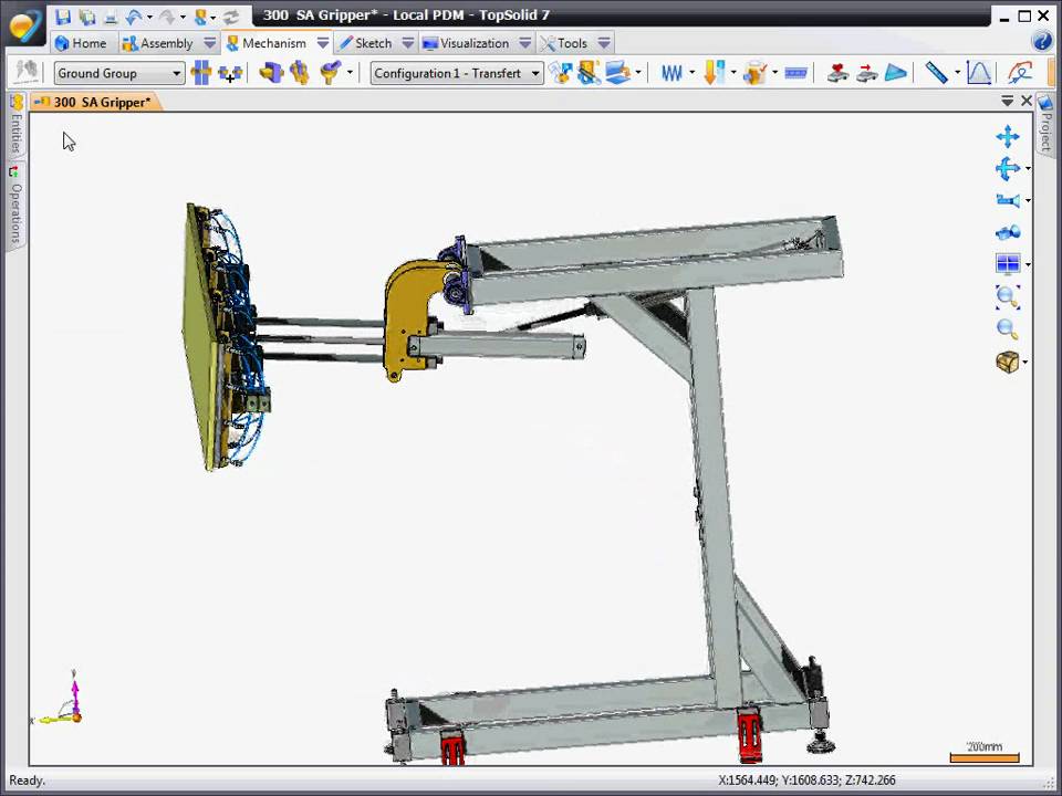 TopSolid 7 mechanical simulation with dynamic motion