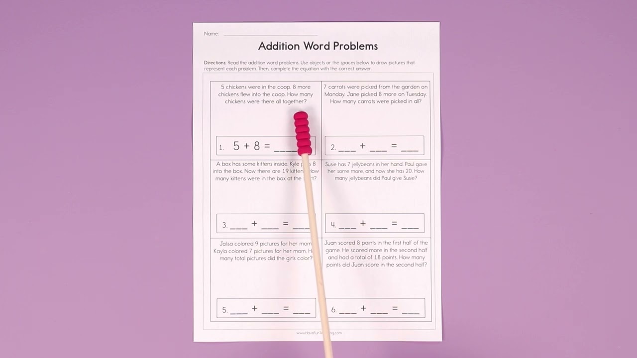 Addition Word Problems Worksheet