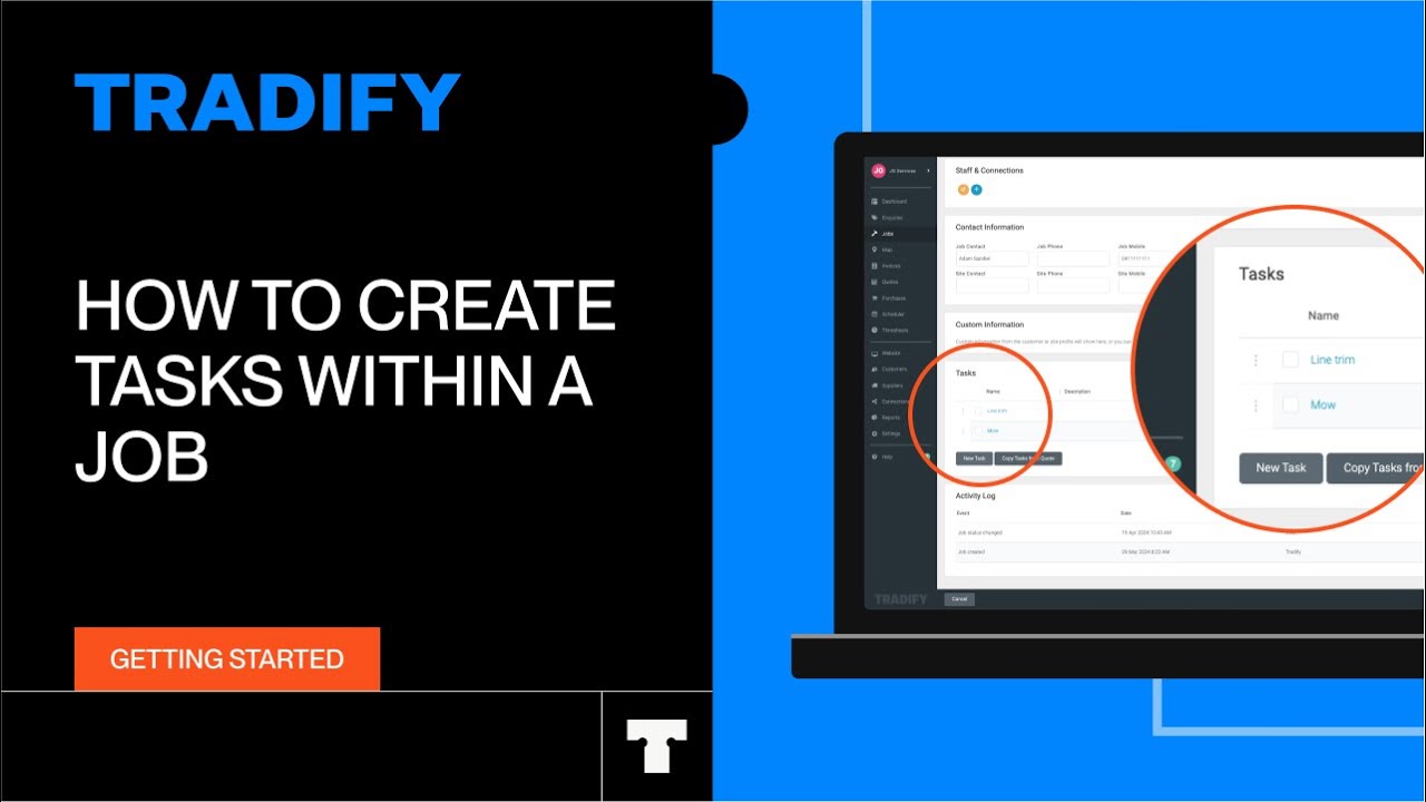 Adding Tasks to a Job in Tradify