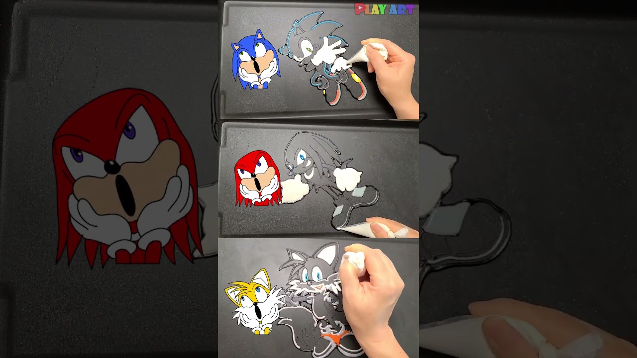 Making Super Sonic: hedgehog VS Knuckles VS Tails Pancake art Challenge, #shorts