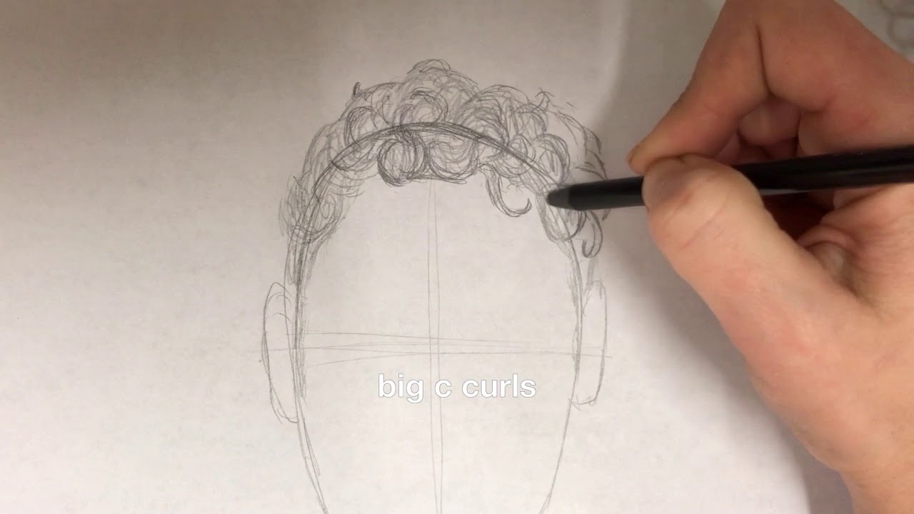 How to start to draw short curly hair: Big 
