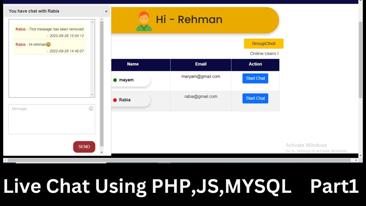 Chat Application using PHP with MySQL & JavaScript-1