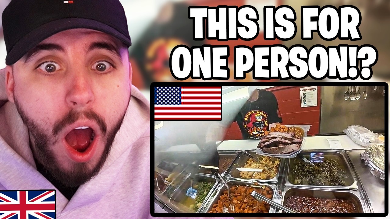 Brit Reacts to Brits First Time trying REAL American BBQ Food at 