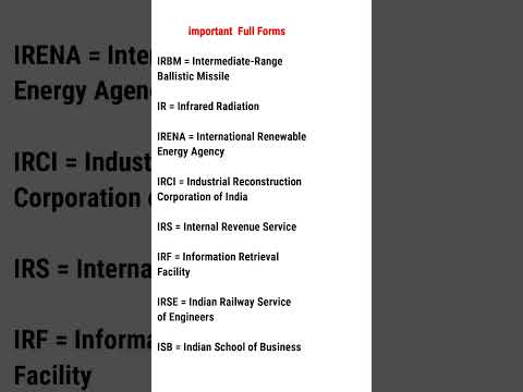 full form of IRBM IR IRENA IRCS IRS IRF IRSE ISB