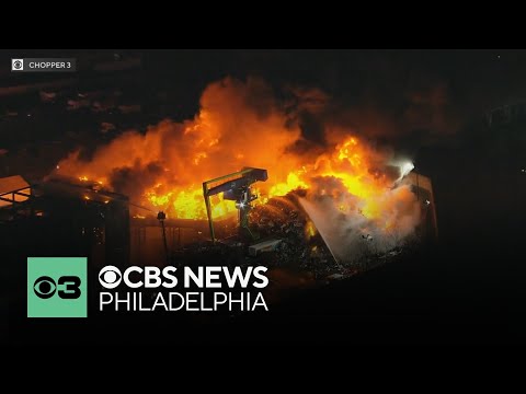 Crews continue to battle junkyard fire at EMR Metal Recycling in Camden