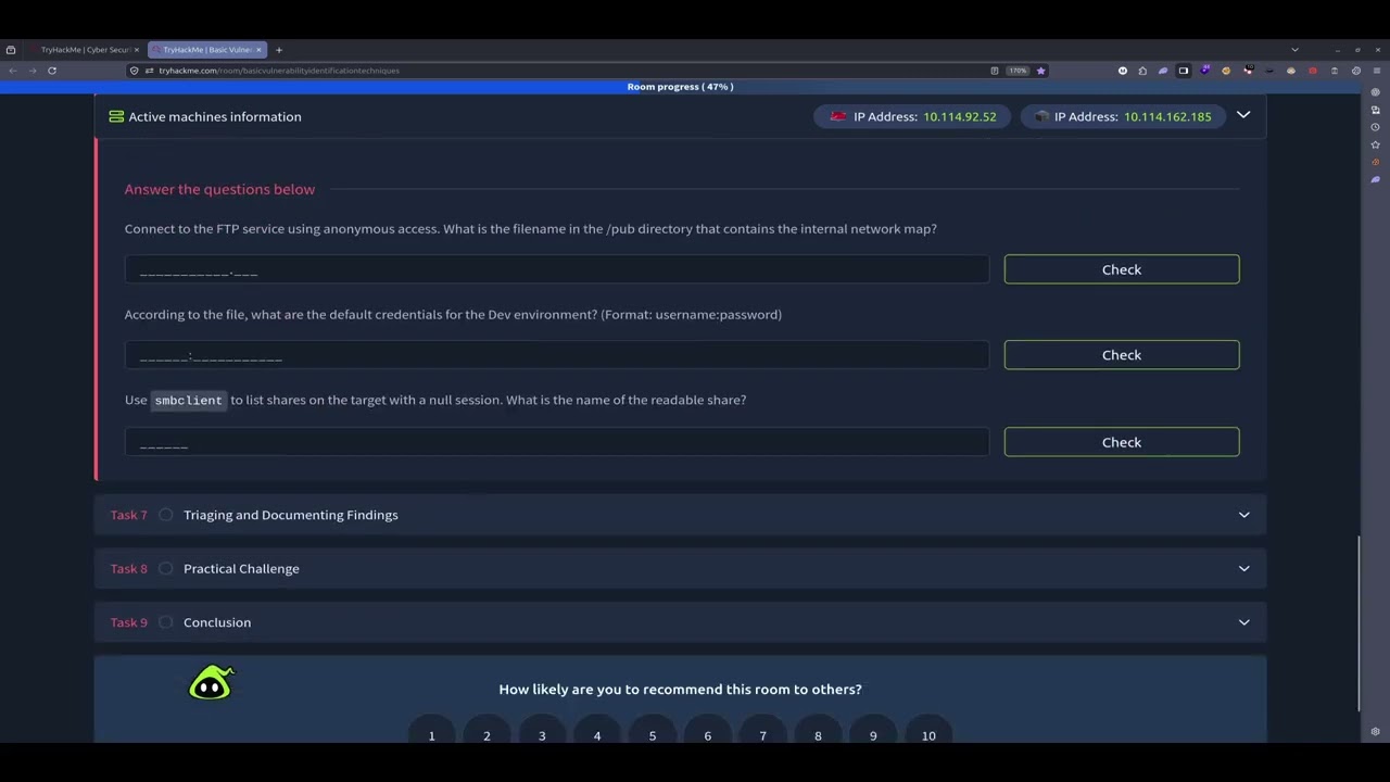 Basic Vulnerability identification Techniques TryHackMe WalkThrough