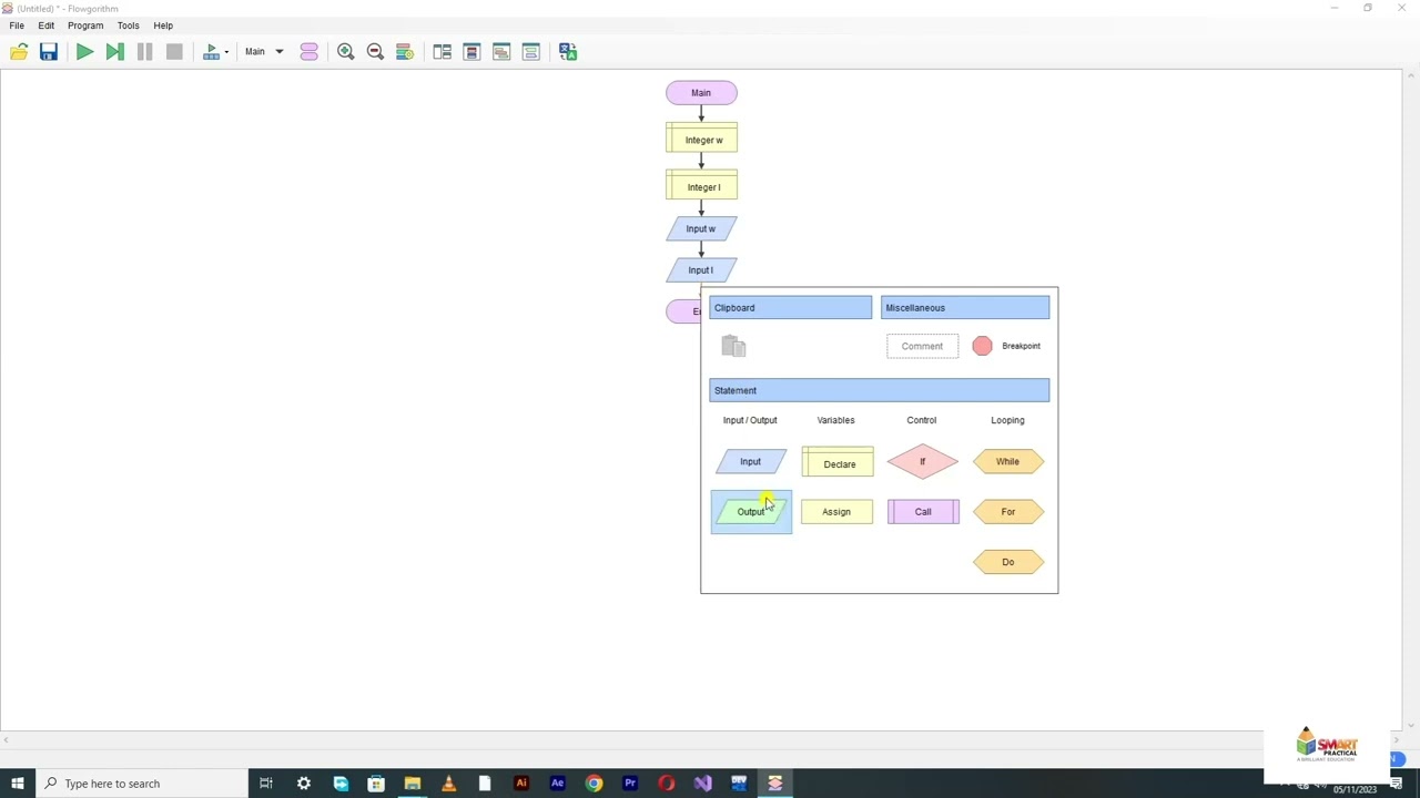 1.5: Write algorithm and draw flowchart to fine area of rectangle
