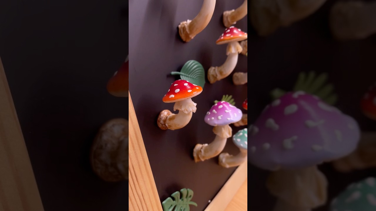 Making a Realistic Mushroom – A New Style!#mushroomart #claycraft #fridgemagnets