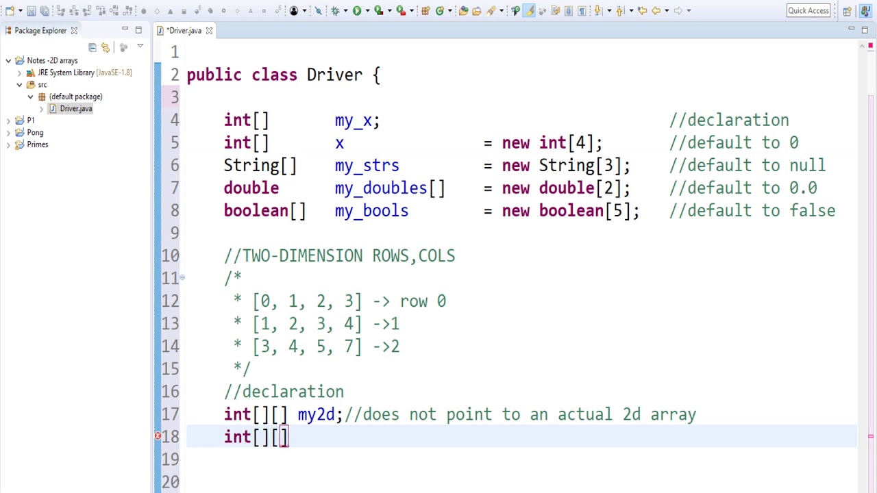 APCS A Java Two Dimensional Arrays Part 1