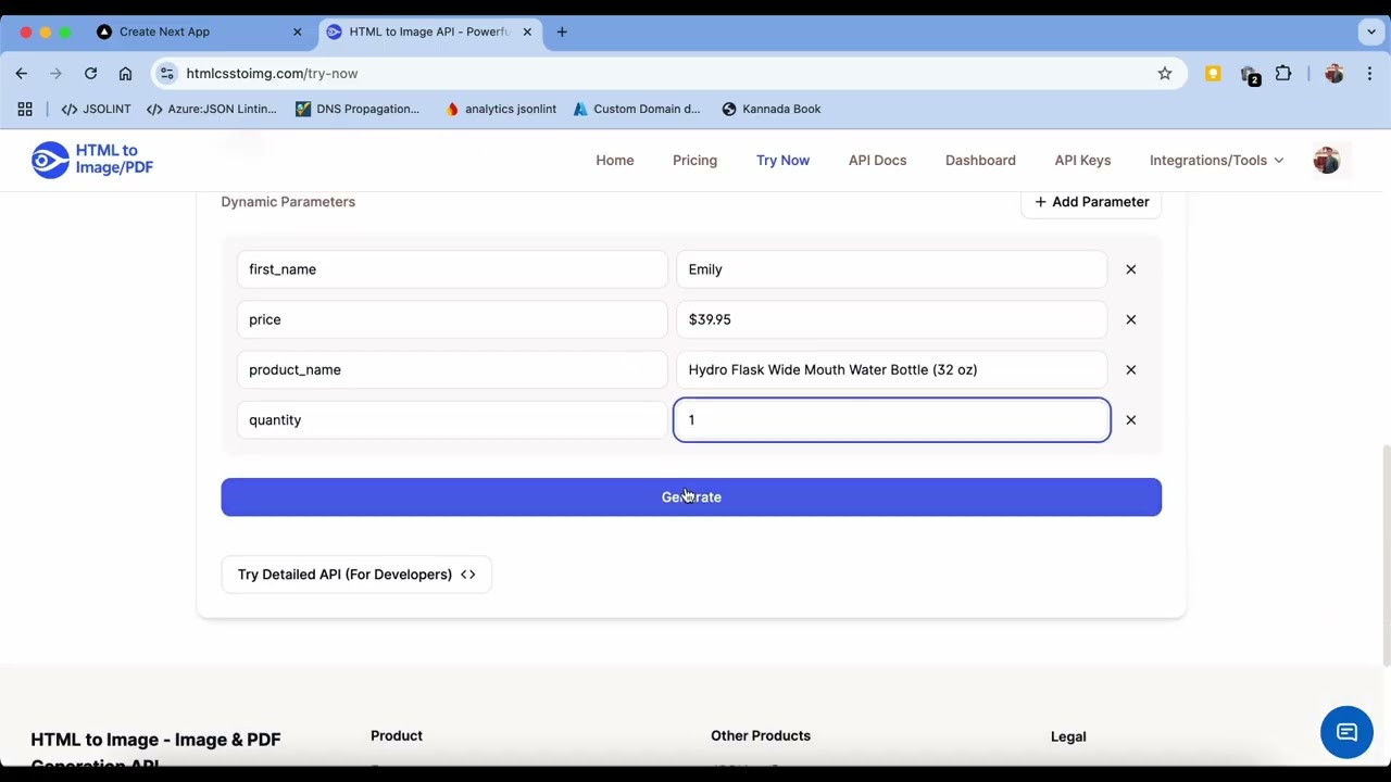 Generate Dynamic PDFs from HTML Templates with Live Parameters | No-Code API & Demo