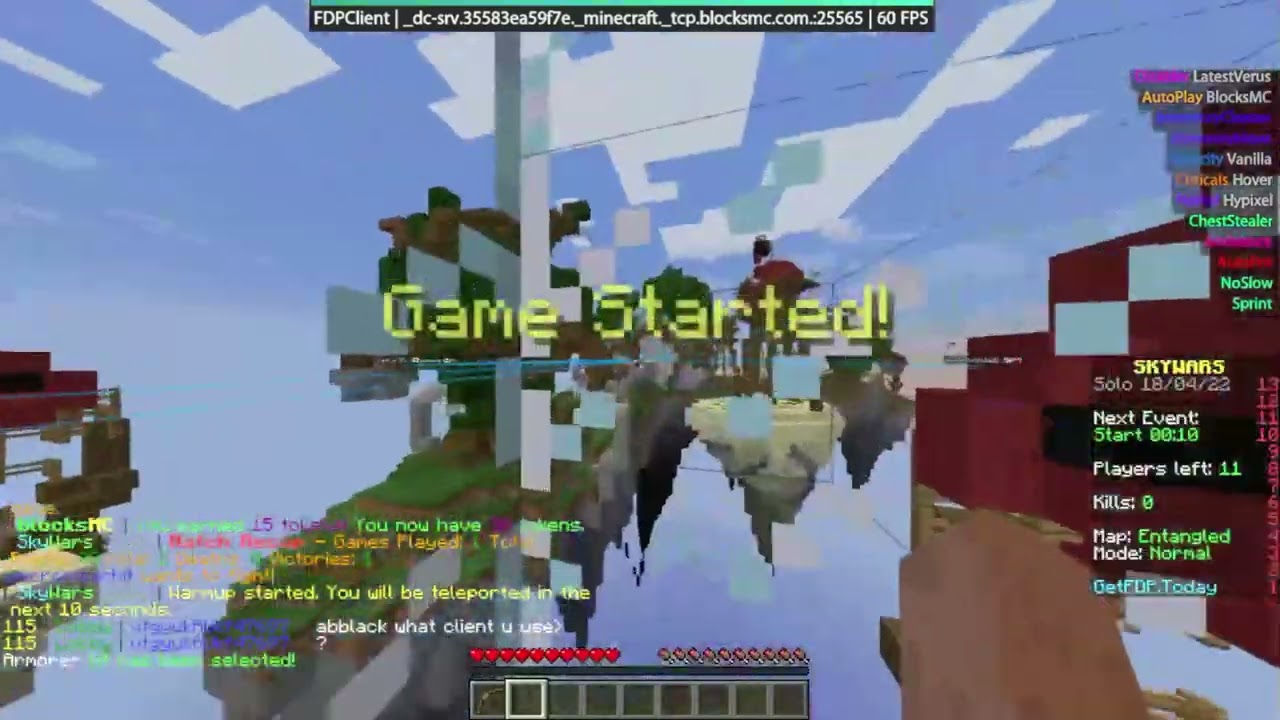 Hacking on blocksMC until kick | iAimo | FDP Client