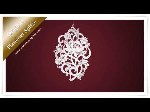 Plauener Spitze Fensterbild - Blumenranke