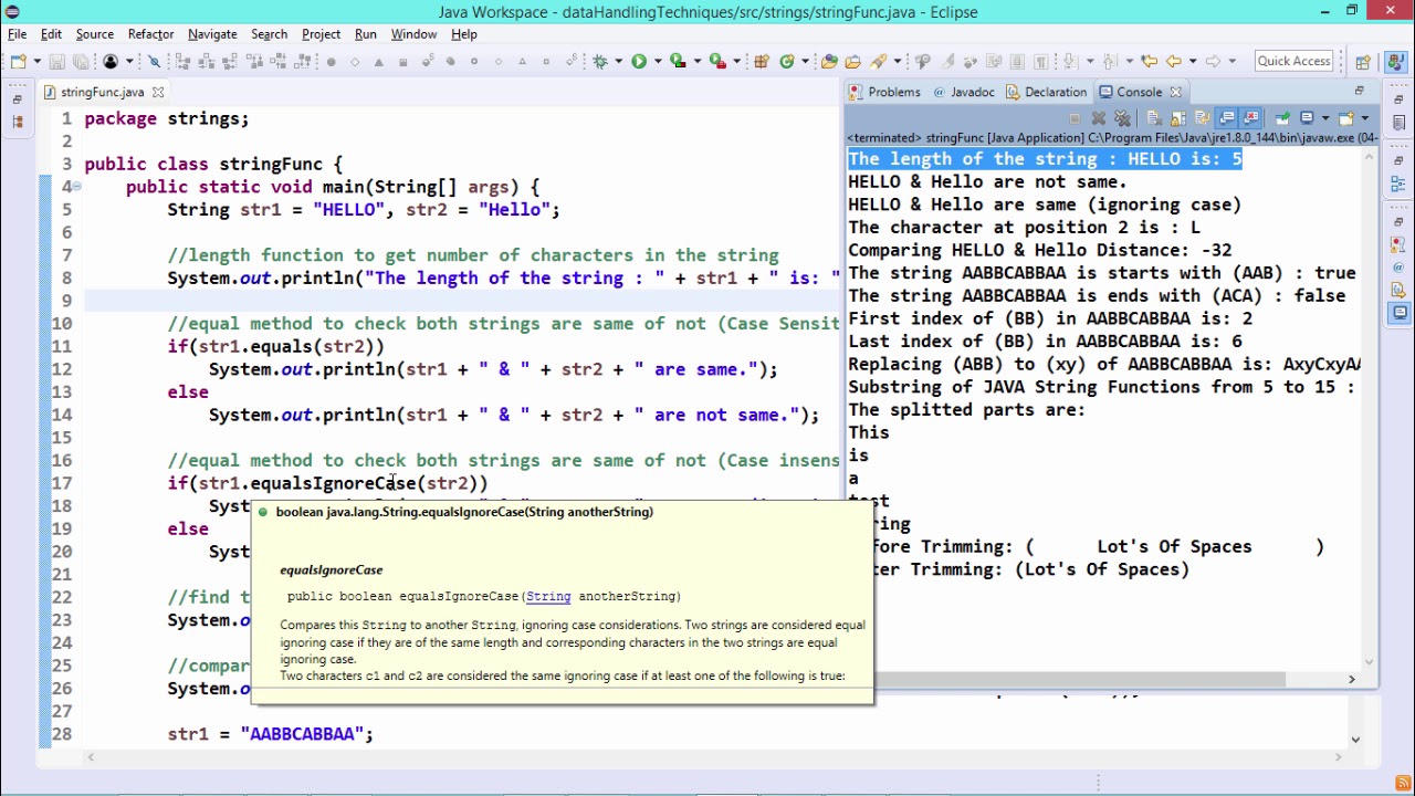 Java Essentials - String functions in java