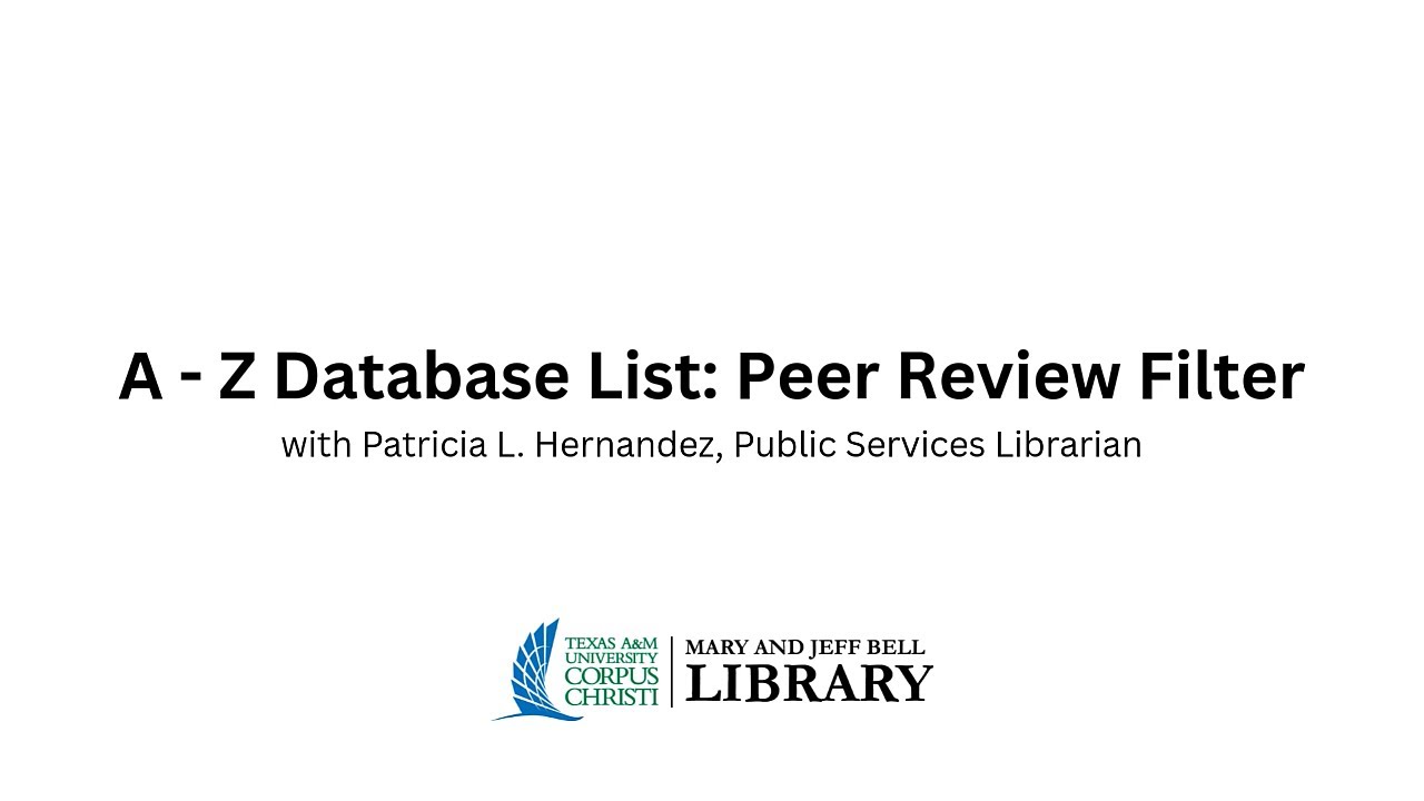 A-Z Database List: Peer Review Filter