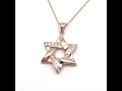 "PEND01746" Star of David Diamond and Gold Pendant - White or Yellow Gold