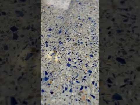 Blue Glass Terrazzo Floor Installation a1terrazzo.com