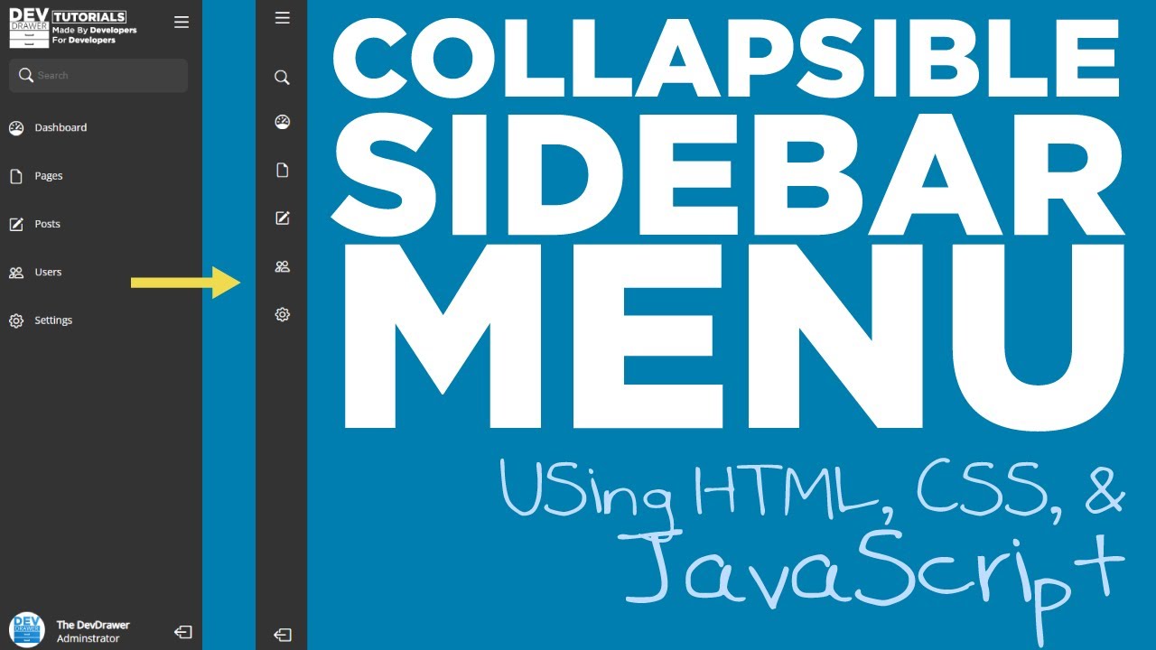 Collapse / Expand Sidebar Menu Using JavaScript, HTML, & CSS