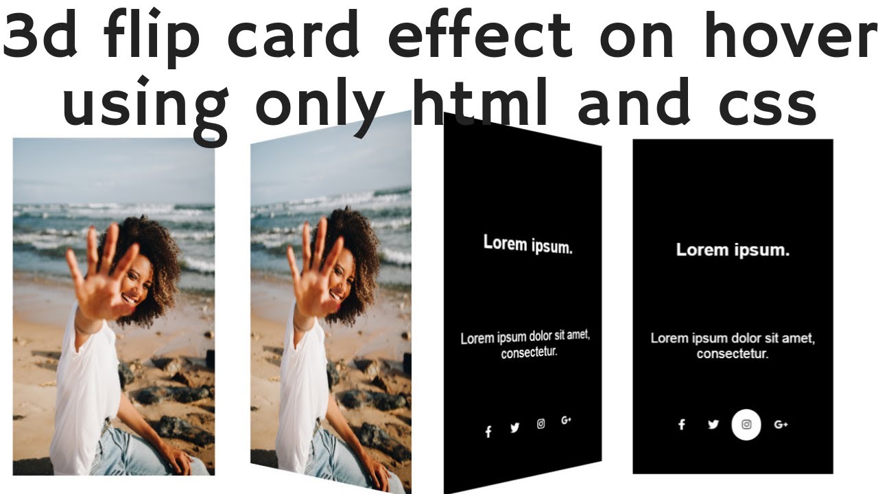 3d flip card effect on hover using only html and css