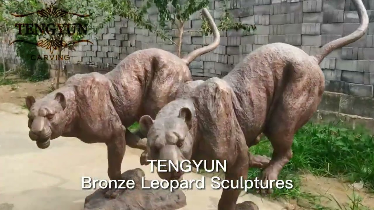 bronze leopard statue