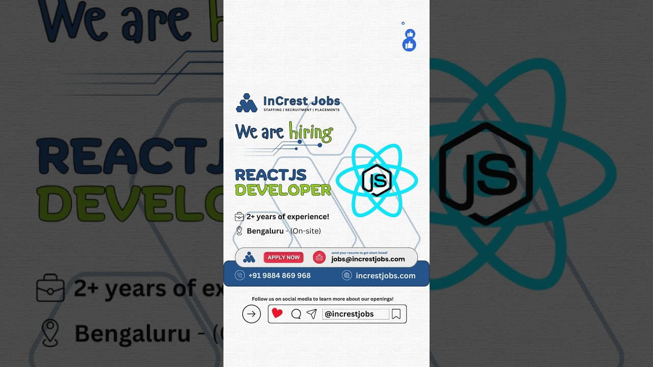 We are hiring a ReactJS Developer.