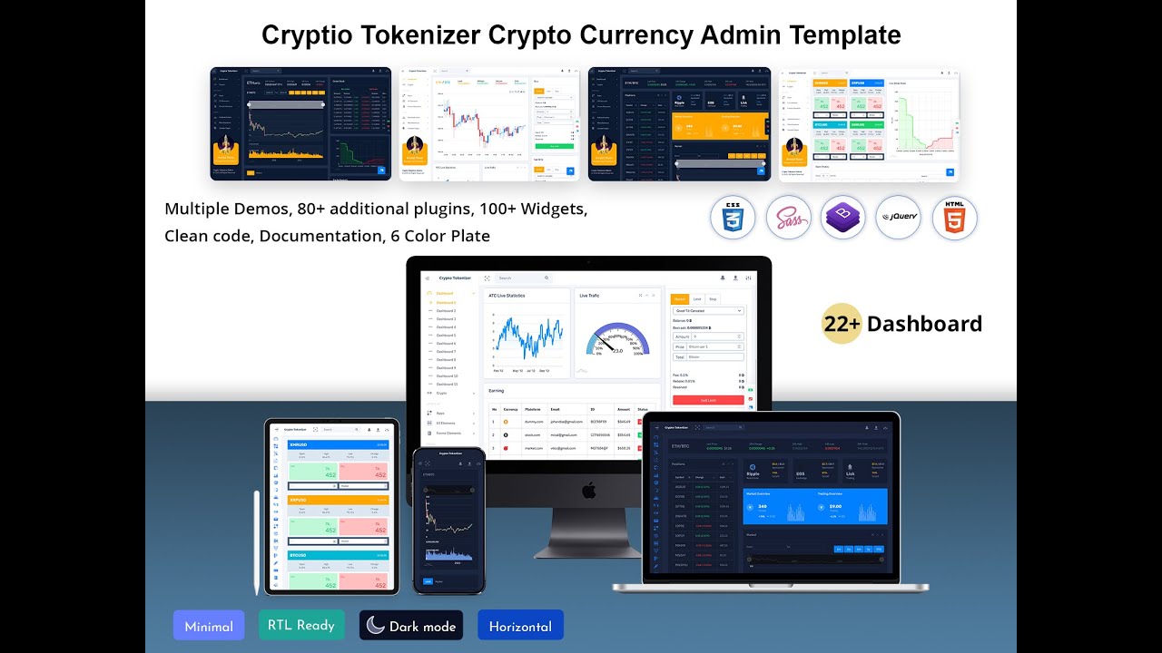Bitcoin CryptoCurrency Template with Tokenize Admin Dashboard