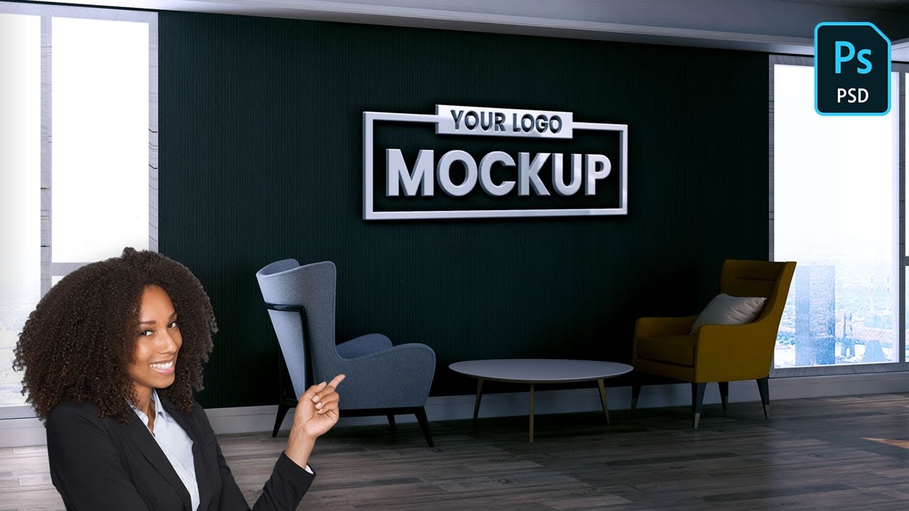 Office Building With Black Wall Logo Mockup Design Tutorial in Adobe Photoshop