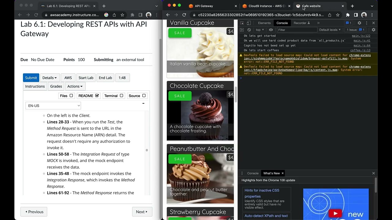 AWS Academy Cloud Developing Lab 6.1:  Developing REST APIs with API Gateway