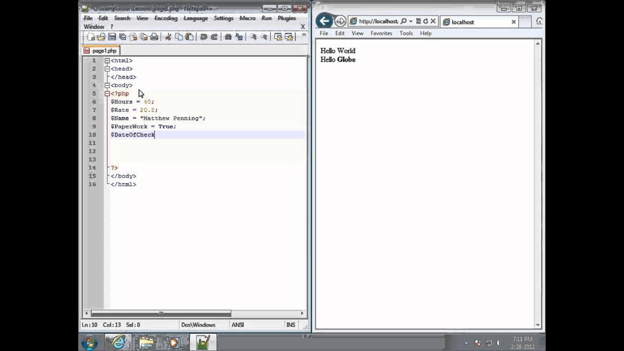 PHP Lesson 7 - Variables and Data Types