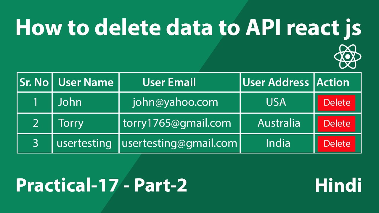 Delete Row Data in React API