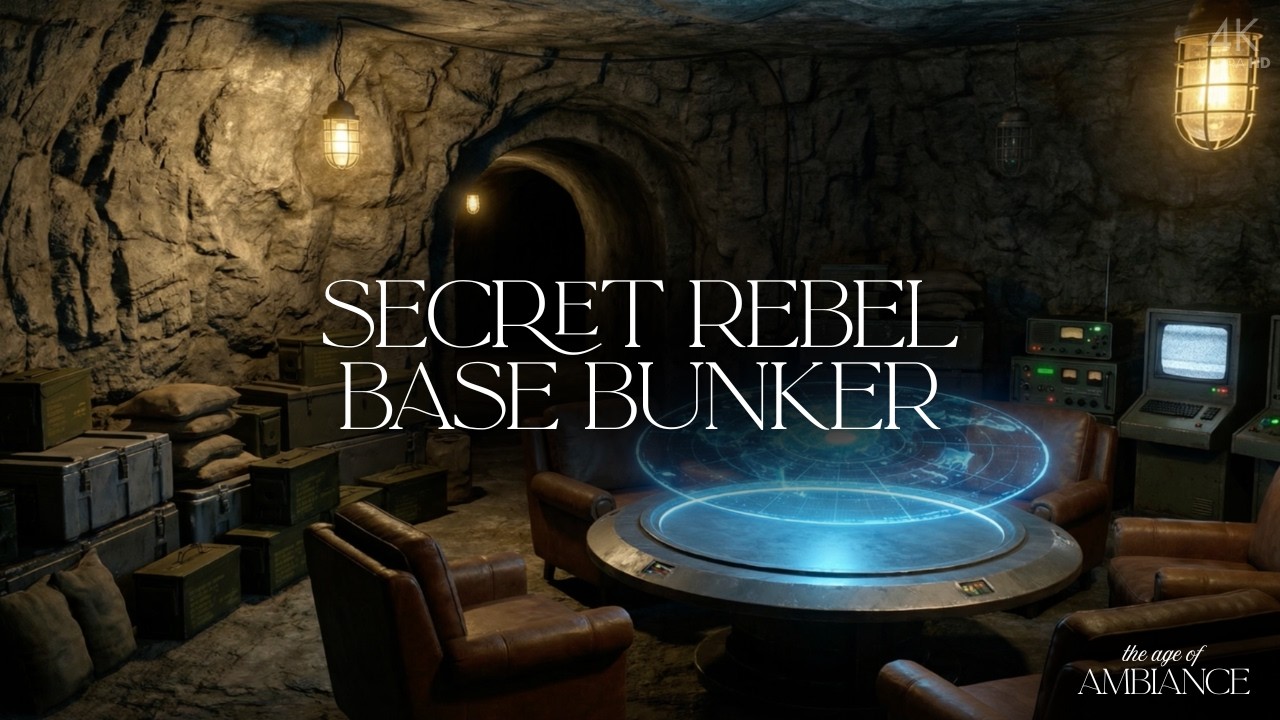 Secret Rebel Base Bunker | Sci-Fi Command Center Ambiance with Radio Static | 4 Hours