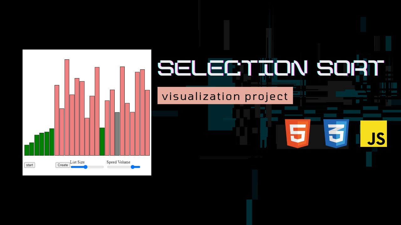 Selection sort visualization project | No Talking | HTML CSS JavaScript | @hushmodeTECHIE
