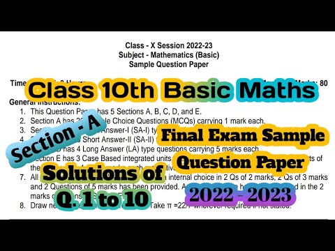 CBSE Class 10 Basic Maths Sample Question Paper 2022-2023@Ashish4students
