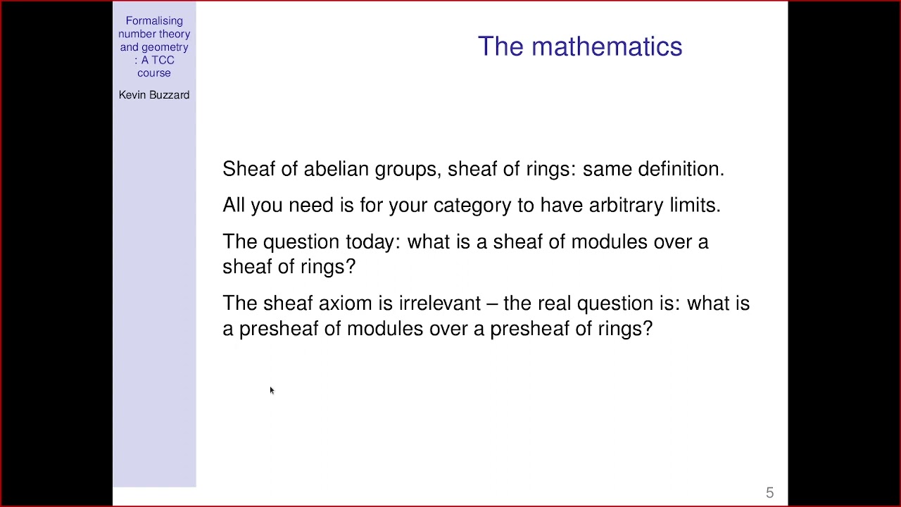 Formalising algebraic geometry, lecture 1/4