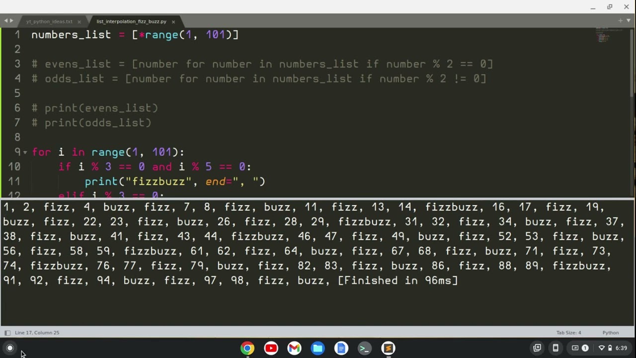 Fizzbuzz List Interpolation Python