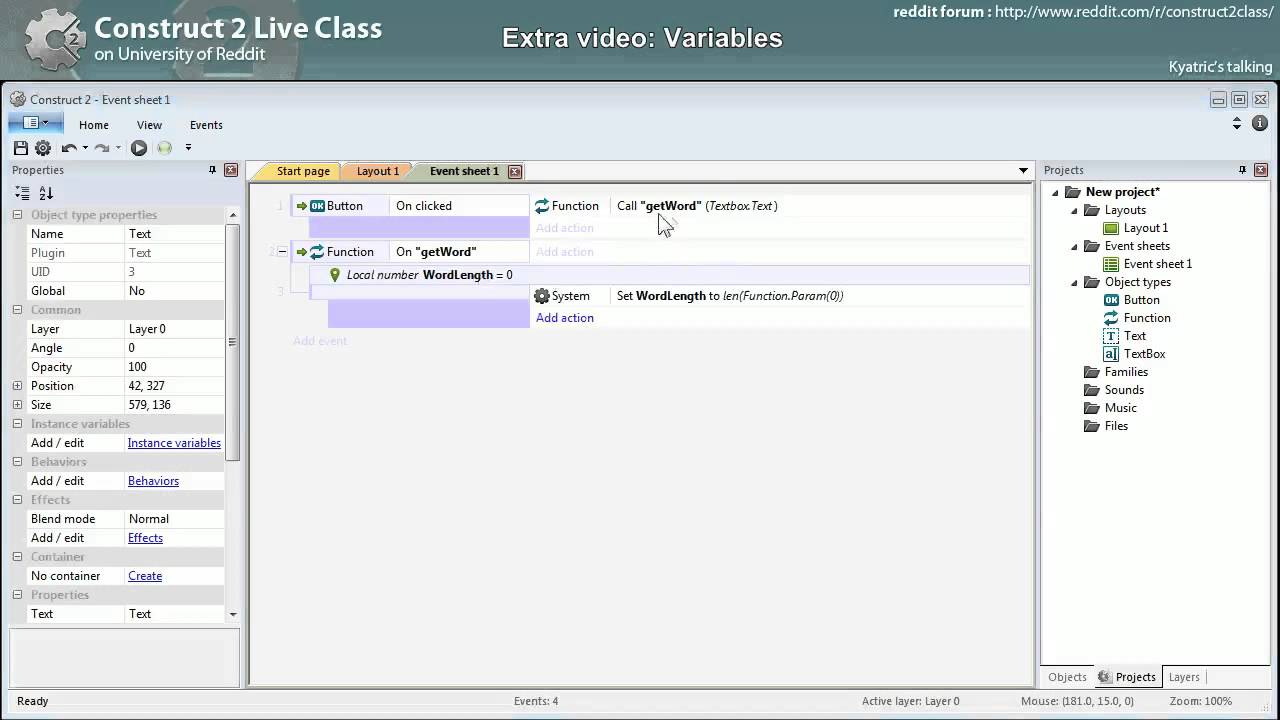 Construct2Live Class - Extra - Variables - 4 / 5