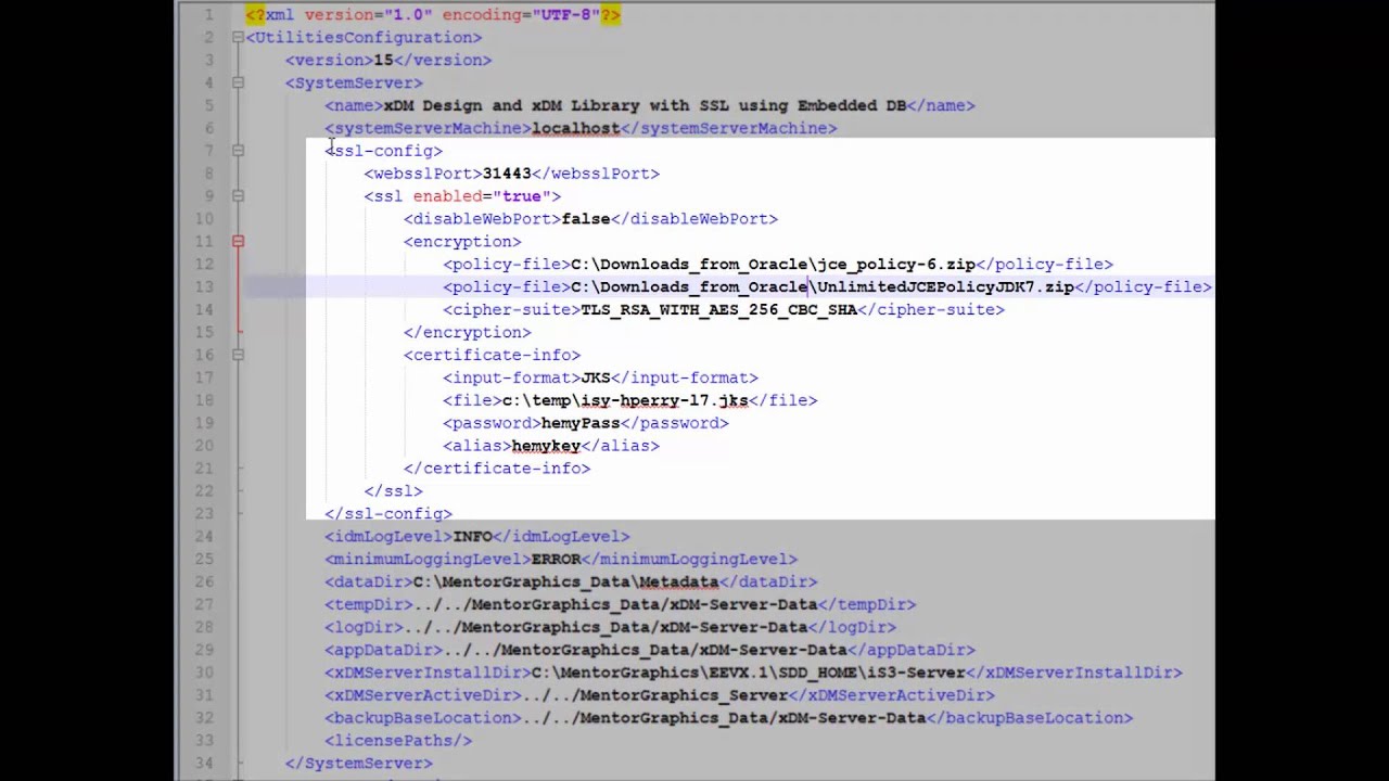 Input XML: Security Definitions