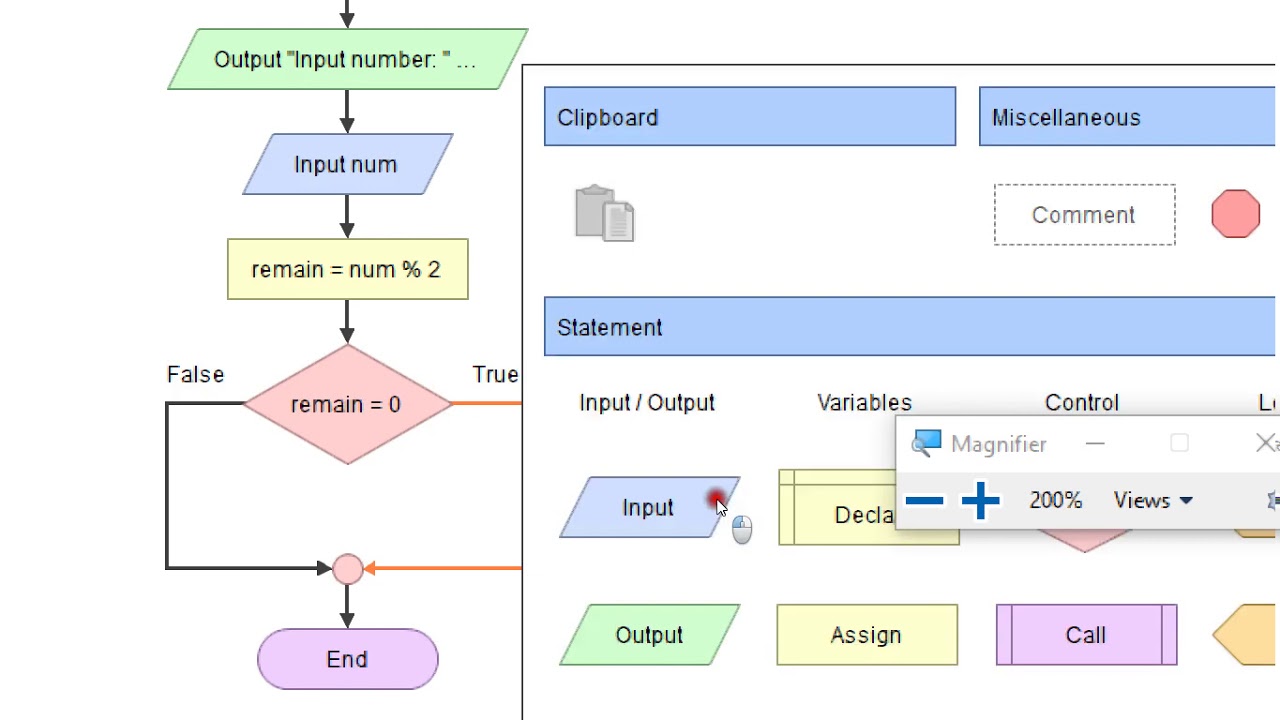 ODD AND EVEN NUMBER USING FLOWGORITHM